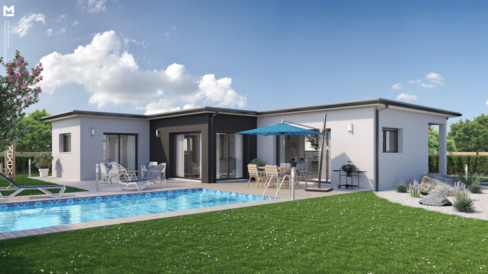 Modèle EMERAUDE : Maison de plain-pied 3 chambres sans garage - Maisons ...