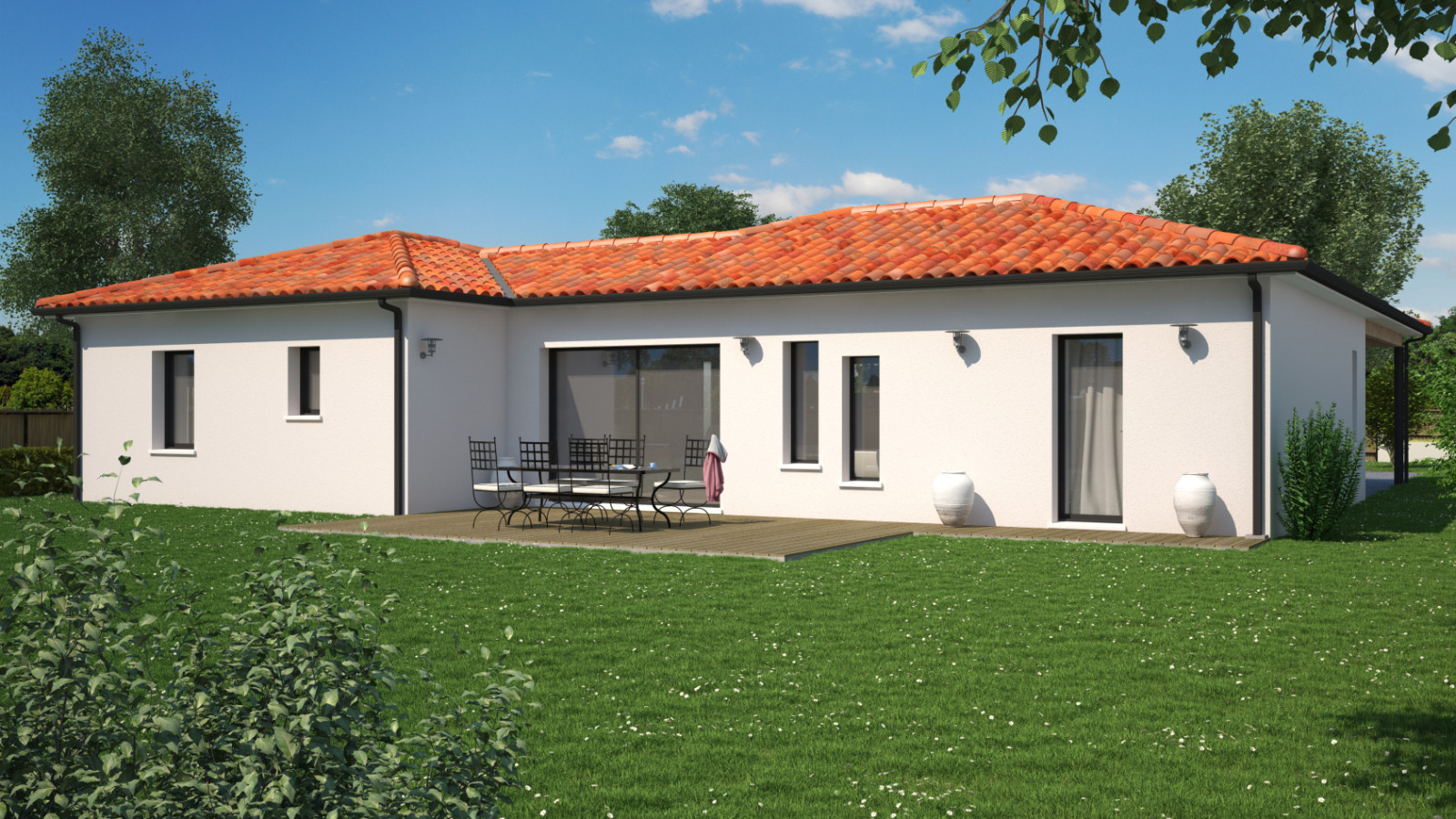 Modèle CAMARSAN : Maison de plain-pied 3 chambres avec un garage ...