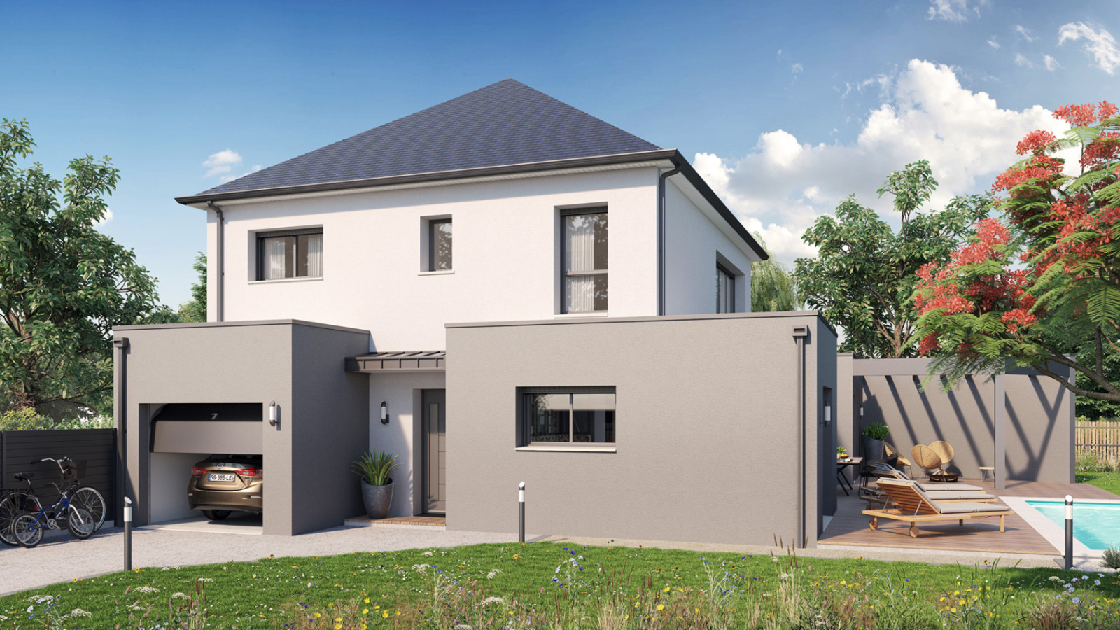 Modèle PERIDOT : Maison à étage 4 chambres avec un garage - Maisons Ericlor